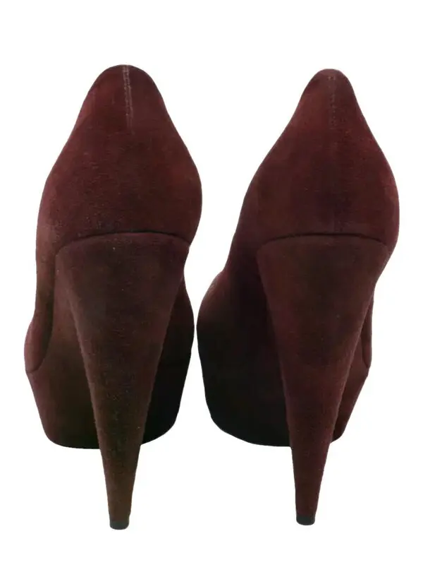 Saint Laurent Burgundy Suede Platform Stiletto Pumps - Red