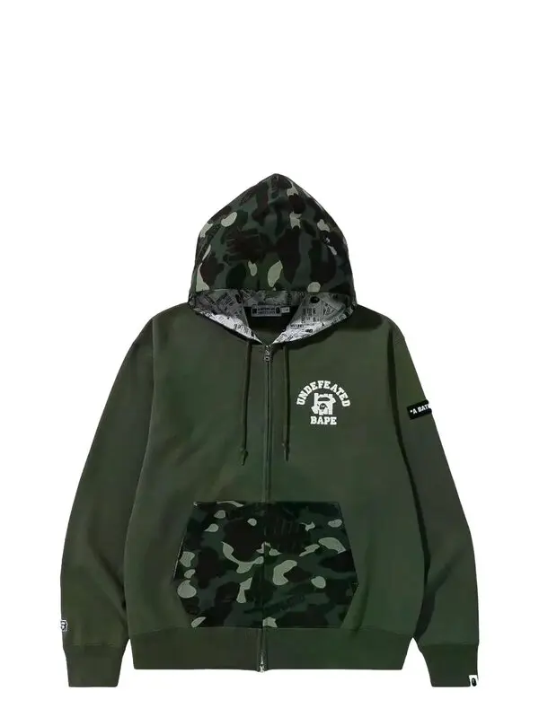 A BATHING APE X Undefeated Color Camo Zip-up Hoodie - Green