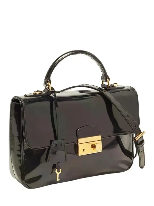 Dior Patent Leather Flap Tote Bag - Black