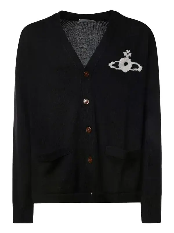 VIVIENNE WESTWOOD Orb Motif V-neck Cardigan - Black