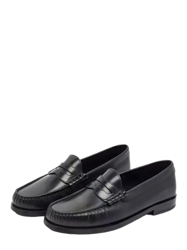 Celine Slip-on Leather Loafers With Penny Strap - Black