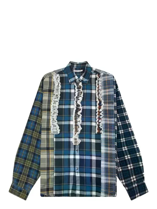 Needles Frill-trimmed Patchwork Shirt - Blue