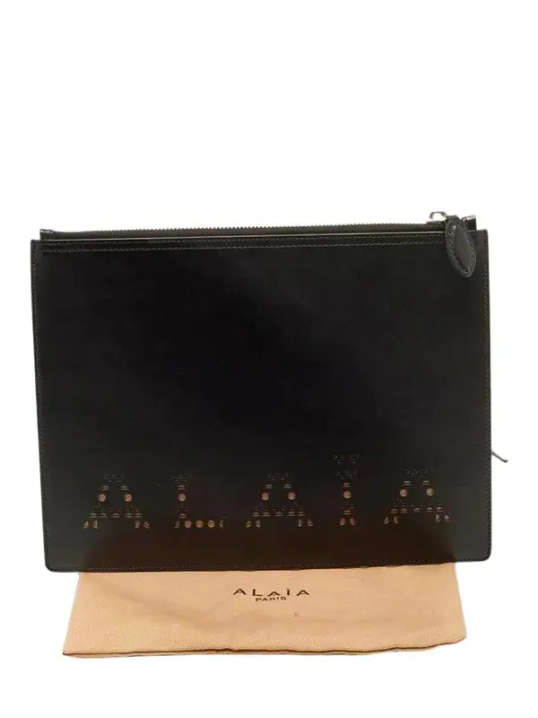 Alaïa Laser-cut Leather Clutch Bag - Black