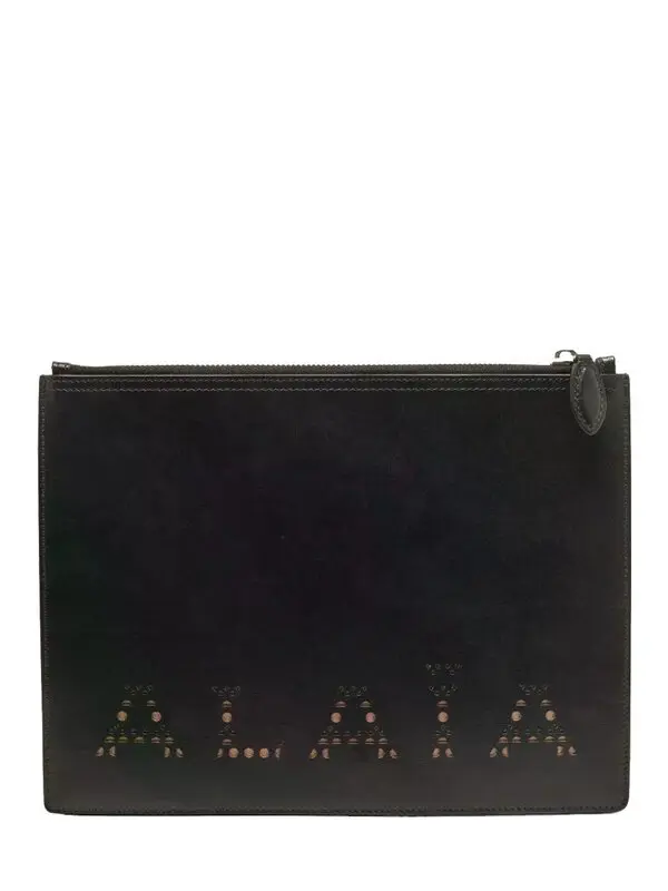 Alaïa Laser-cut Leather Clutch Bag - Black