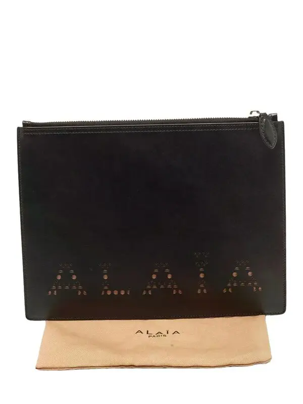 Alaïa Laser-cut Leather Clutch Bag - Black