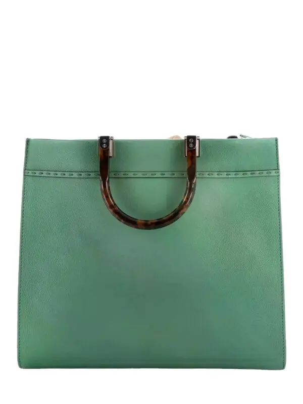 Fendi Sunshine Shopper Leather Medium Tote Bag - Green
