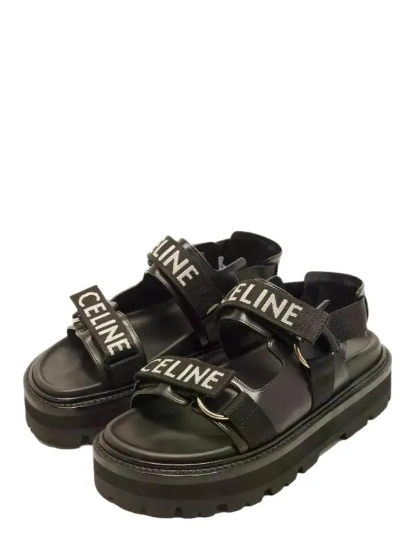 Celine Logo-print Chunky Platform Sandals - Black
