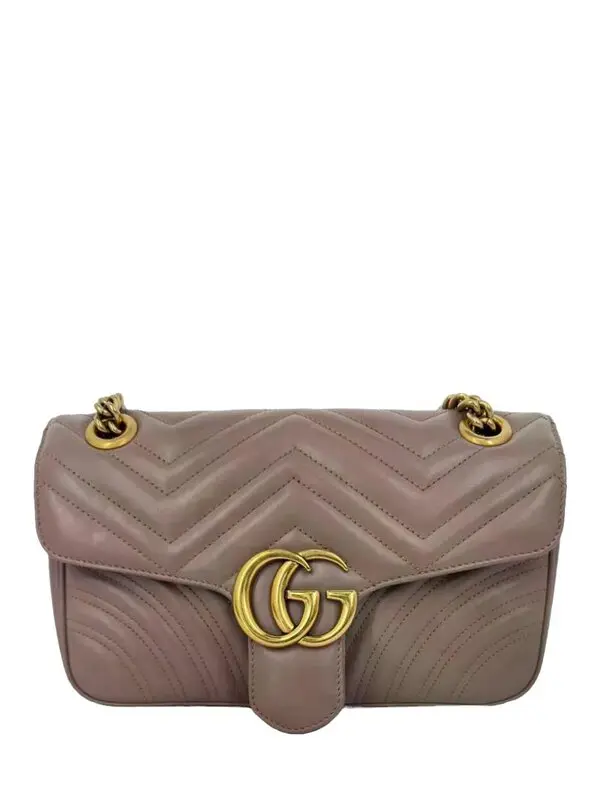 Gucci Gg Marmont Chevron Shoulder Bag - Pink