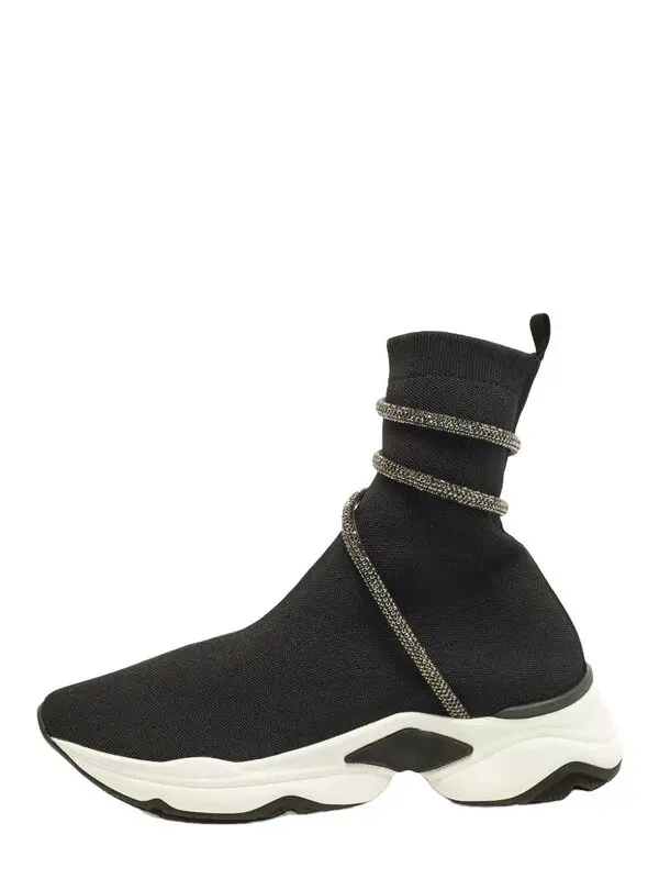 Rene Caovilla High-top Sneakers With Embellished Straps - Black
