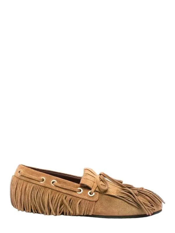 Etro Suede Fringe Lace-up Loafers - Neutrals