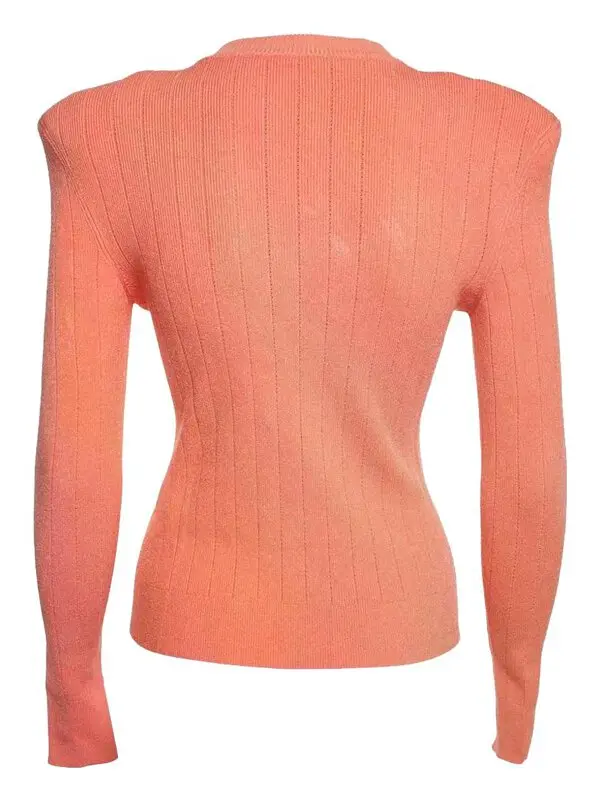 Balmain Rib-knit Sweater With Button Embellishments - Pink