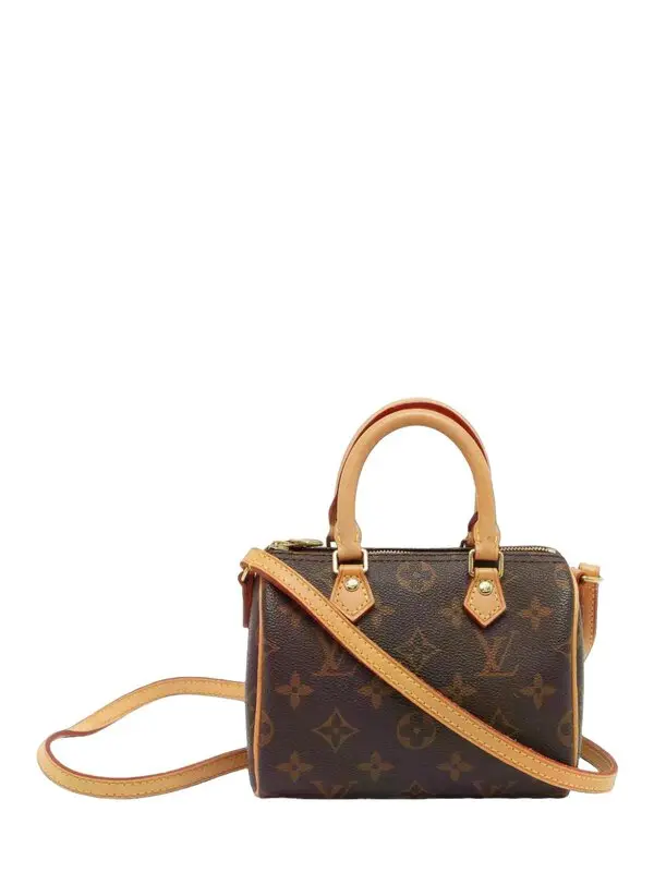 LOUIS VUITTON Nano Speedy Monogram Canvas Handbag - Brown