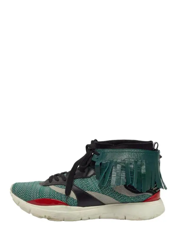 Valentino Garavani Heroes Tribe Fringed Knit Sneakers - Green