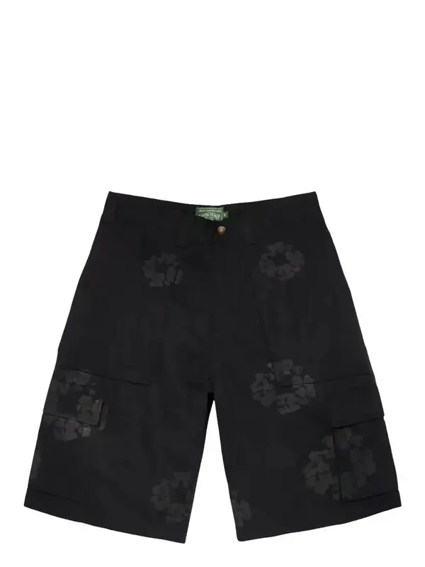 DENIM TEARS Mono Wreath Cargo Shorts - Black