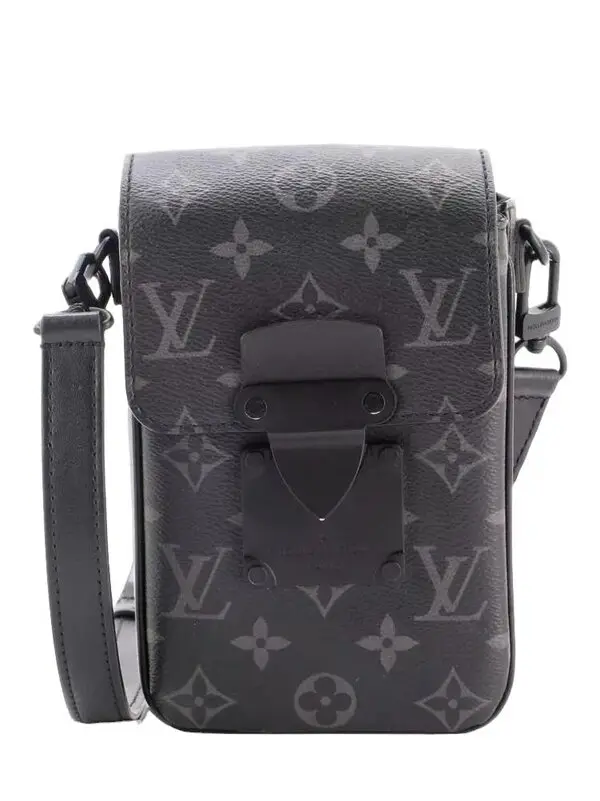 LOUIS VUITTON Monogram Eclipse Canvas Lock Vertical Wallet Crossbody Bag - Black