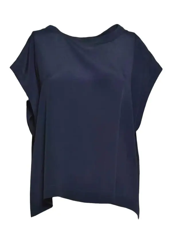 Momoni Cap-sleeve Boat-neck Top - Blue