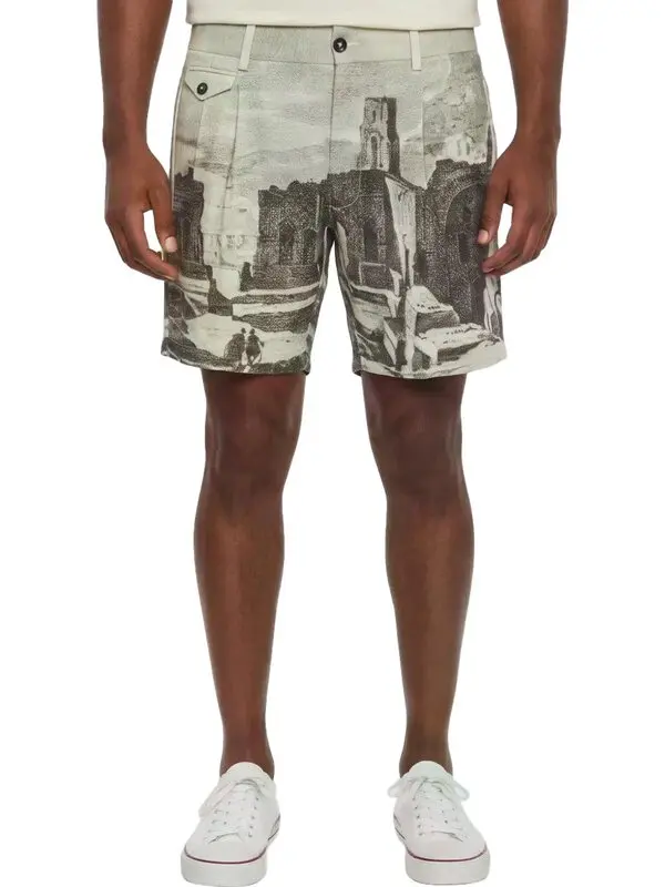 Dolce & Gabbana Pleated Shorts With Roman Ruins Print - Green