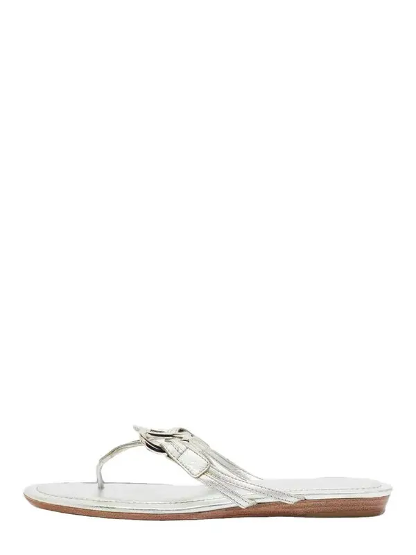TOD'S Double T Thong Sandals - Silver