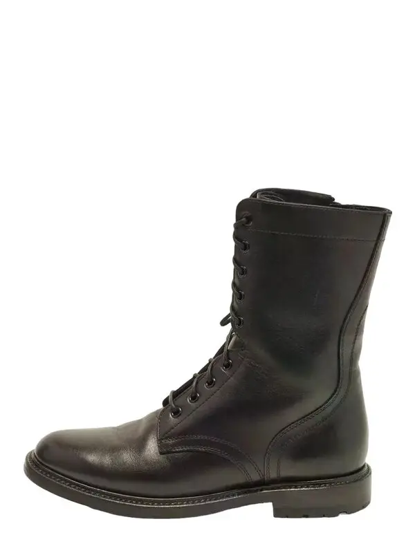 Celine Leather Lace-up Combat Boots - Black
