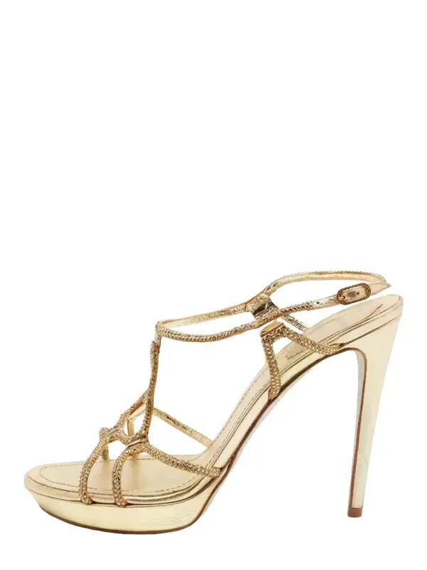 Rene Caovilla Embellished T-strap Platform Sandals - Gold