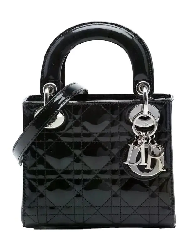 Dior 2013 Mini Patent Cannage Lady Satchel - Black
