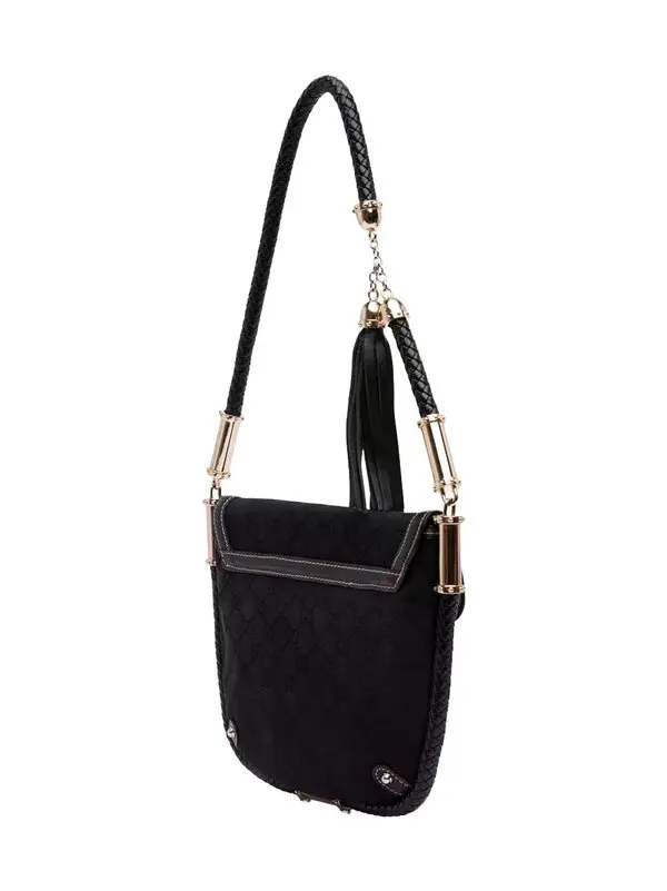 Gucci 2016-2026 Small Gg Canvas Britt Tassel Flap Shoulder Bag - Black