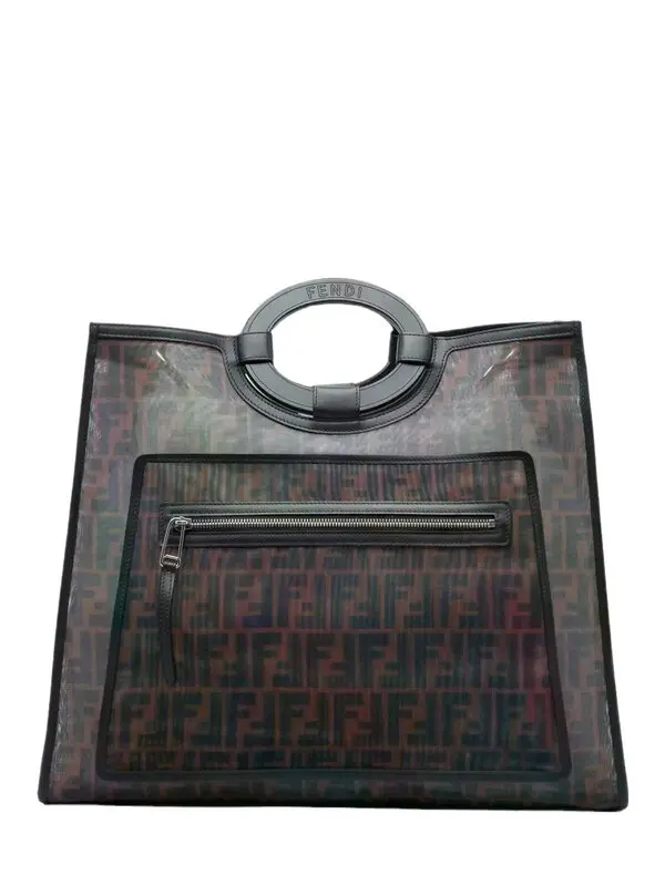 Fendi Large Ff 1974 Mesh Shopper Tote Satchel - Brown