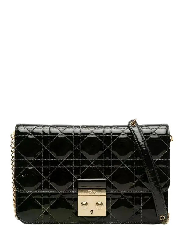 Dior 2016 Patent Cannage Miss Promenade Crossbody Bag - Black