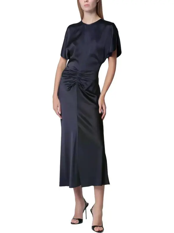 Victoria Beckham Bela Ruched Midi Dress - Blue