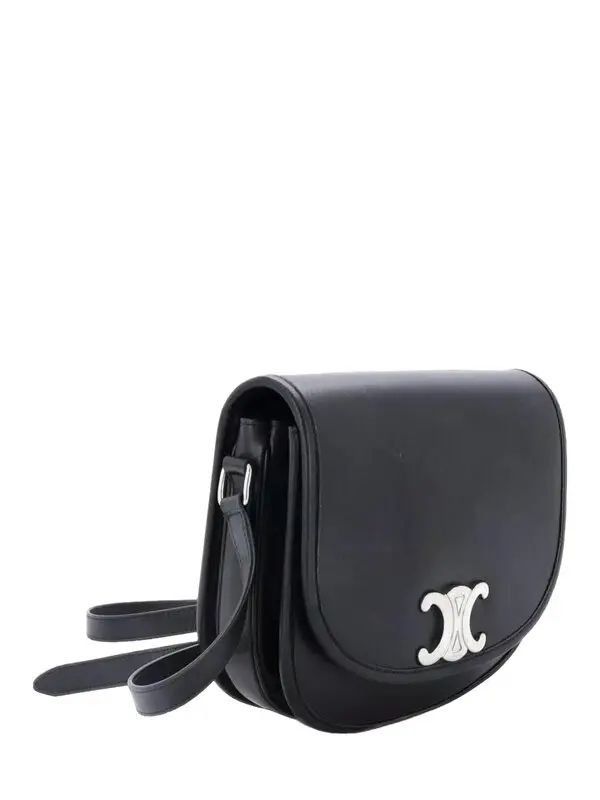 Celine Besace Triomphe Shoulder Bag Leather Medium Crossbody Bag - Black
