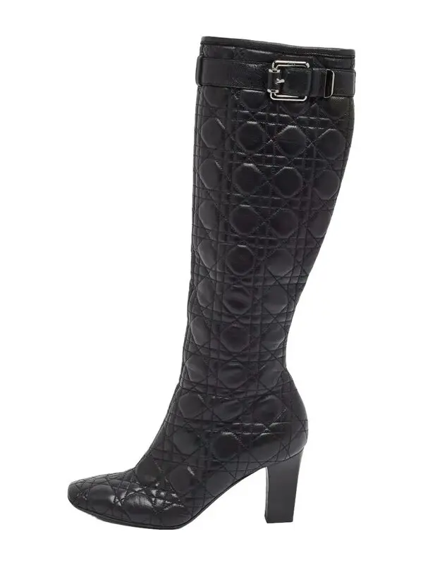 Dior Leather Cannage Quilted Buckle-detail Knee-high Boots - Black