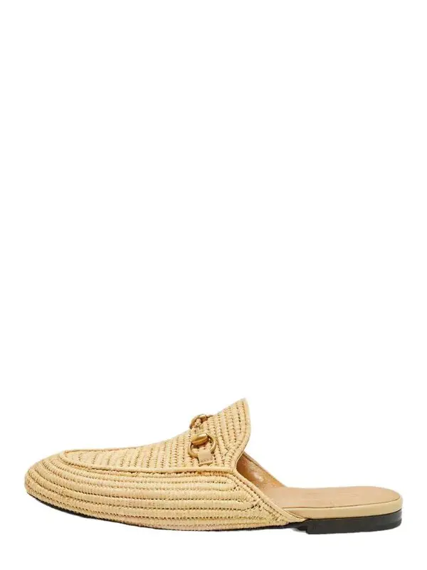 Gucci Princetown Horsebit Raffia Mules - Neutrals