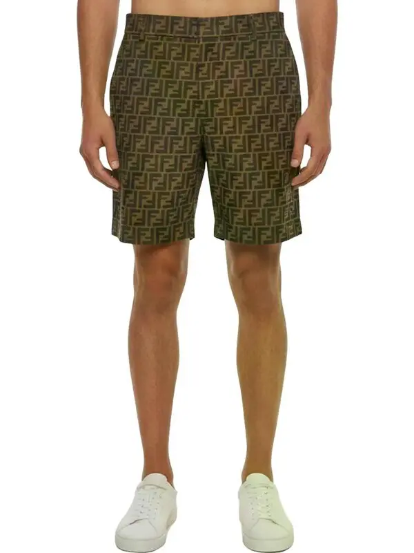 Fendi Ff Monogram Jacquard Shorts - Brown