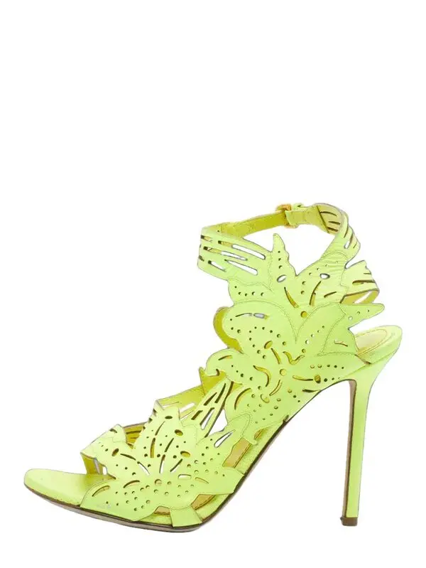 SERGIO ROSSI Laser-cut Ankle-strap Sandals - Green