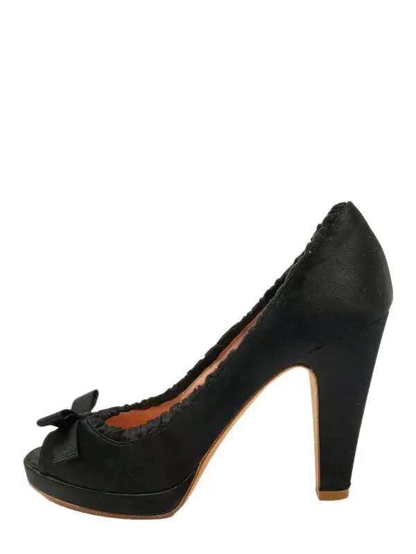 Marc Jacobs Satin Bow Peep-toe Pumps - Black