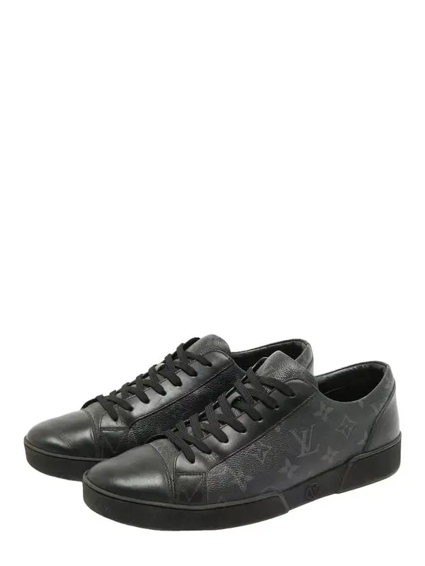 LOUIS VUITTON Monogram Canvas & Leather Sneakers - Black