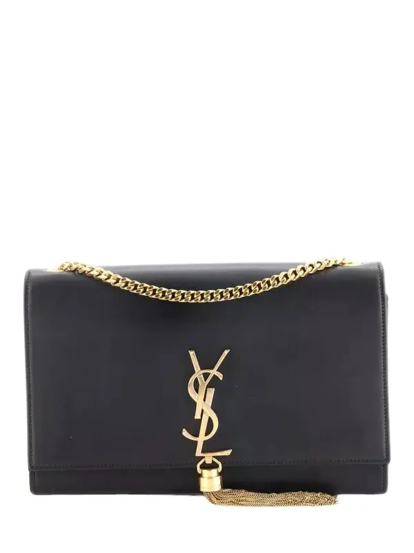 Saint Laurent Classic Monogram Tassel Leather Medium Crossbody Bag - Black