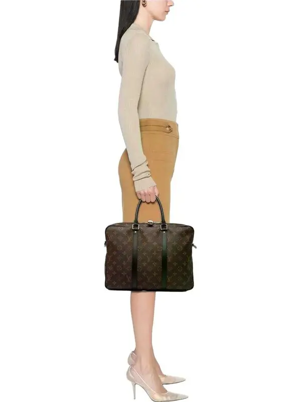LOUIS VUITTON Monogram Macassar Porte Documents Jour Business Bag - Brown