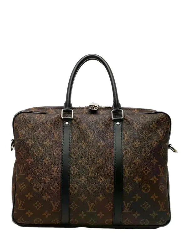 LOUIS VUITTON Monogram Macassar Porte Documents Jour Business Bag - Brown
