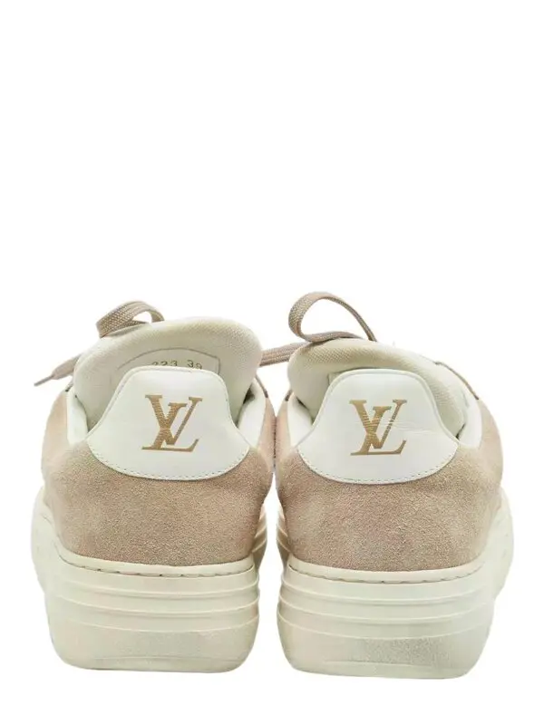 LOUIS VUITTON Beige Monogram Suede Lace-up Platform Sneakers - Neutrals