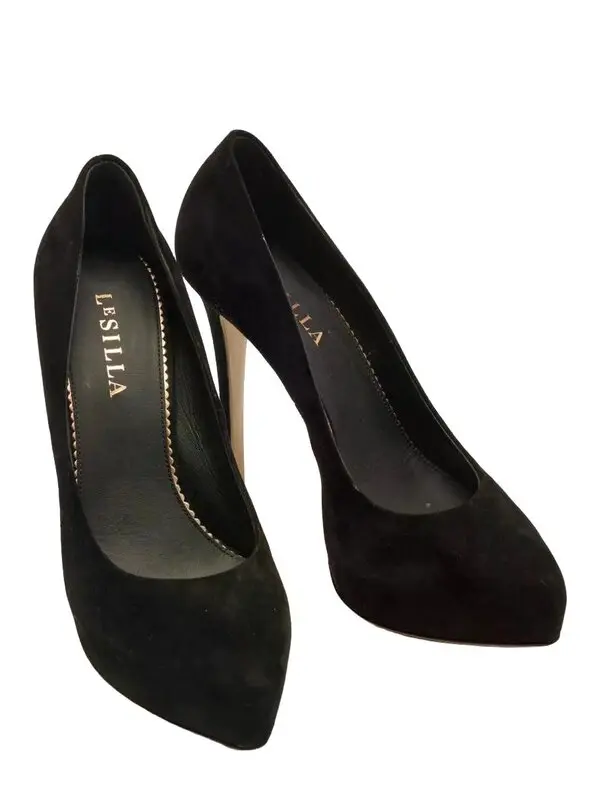 LE SILLA Suede Almond Toe Platform Stiletto Pumps - Black