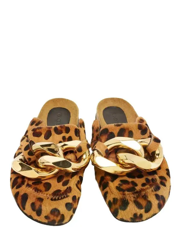 JW Anderson Leopard-print Chain-link Mules - Brown