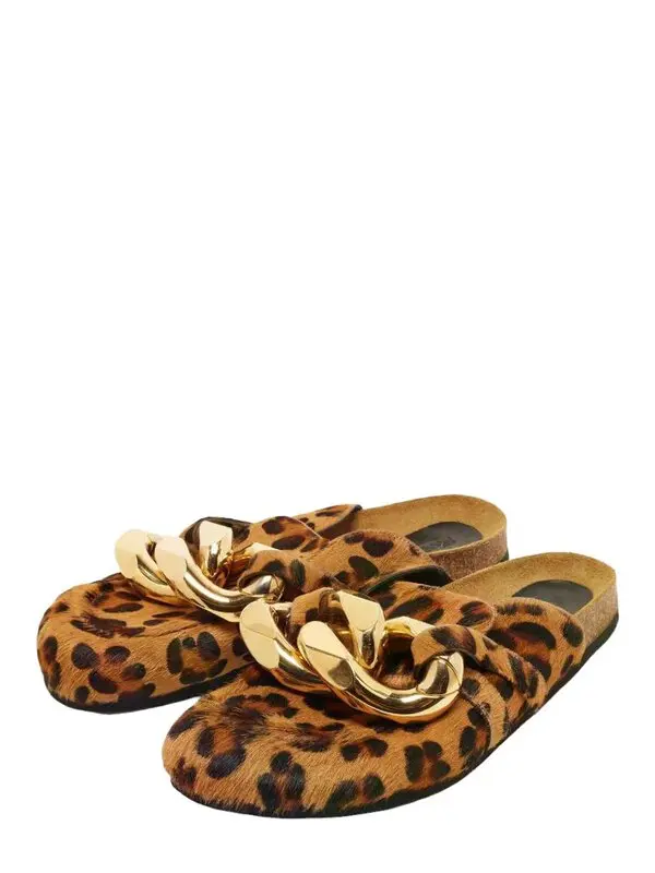 JW Anderson Leopard-print Chain-link Mules - Brown