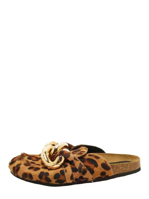 JW Anderson Leopard-print Chain-link Mules - Brown