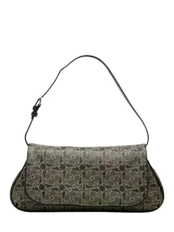 Celine Horse Carriage Coated Canvas Shoulder Bag - Black