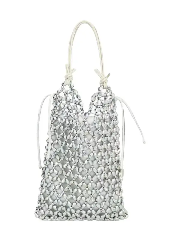 Staud Karla Crystal Embellished Clutch Bag - Silver