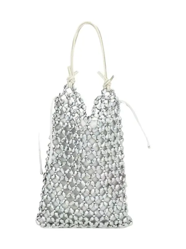 Staud Karla Crystal Embellished Clutch Bag - Silver