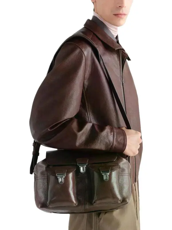 LEMAIRE Medium Gear Bag In Leather - Brown