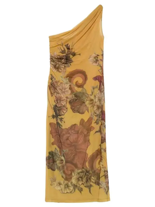 Alberta Ferretti Floral-print Midi Dress - Yellow
