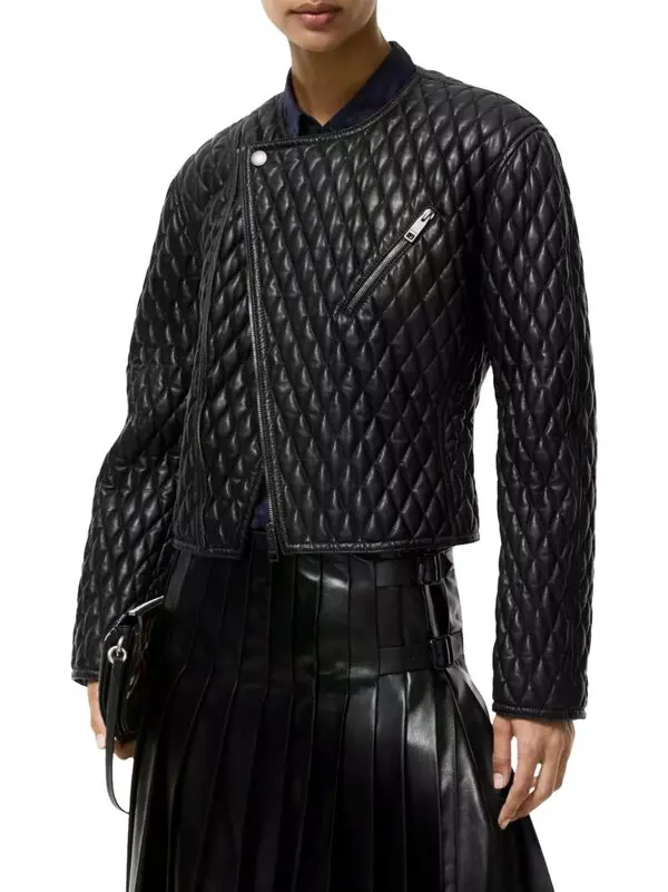 Burberry Cropped Quilted Leather Jacket - Black